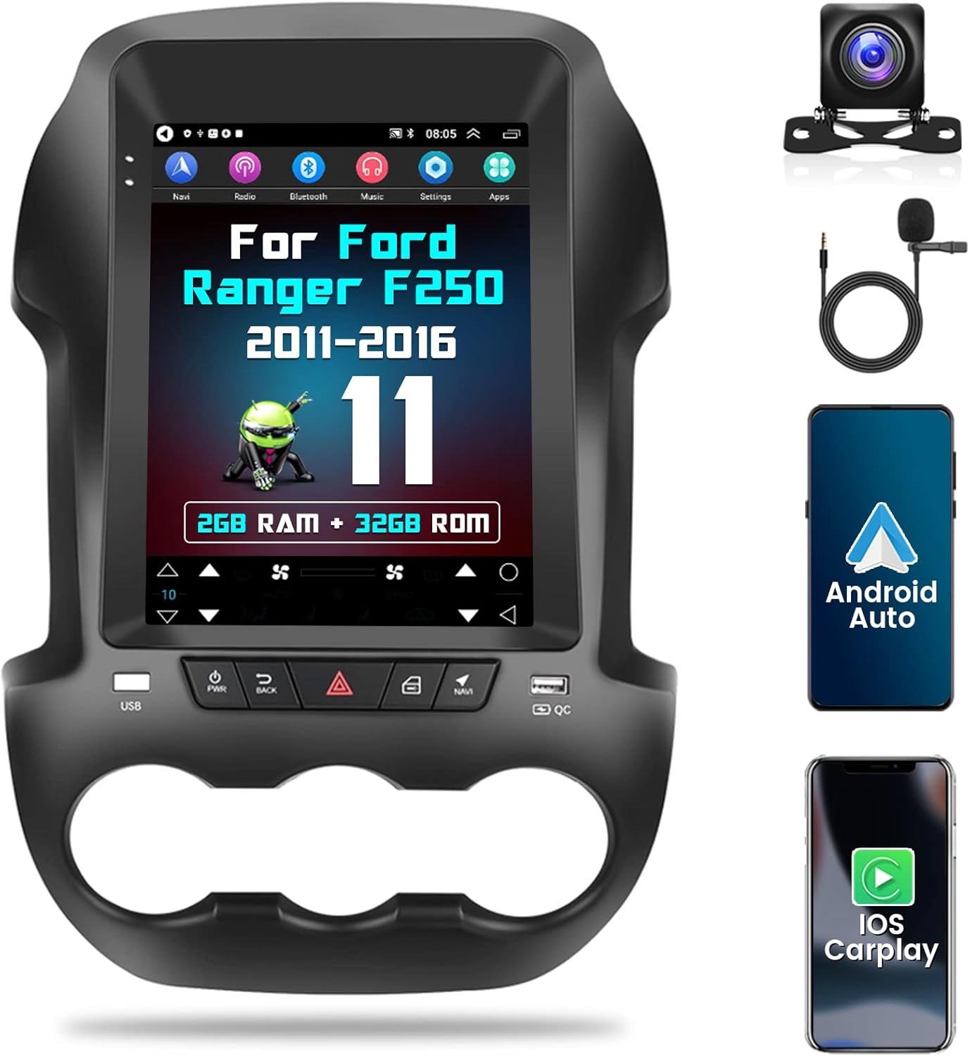 Amazon.com: for 2011-2016 Ford Ranger Radio, Roinvou Apple CarPlay ...