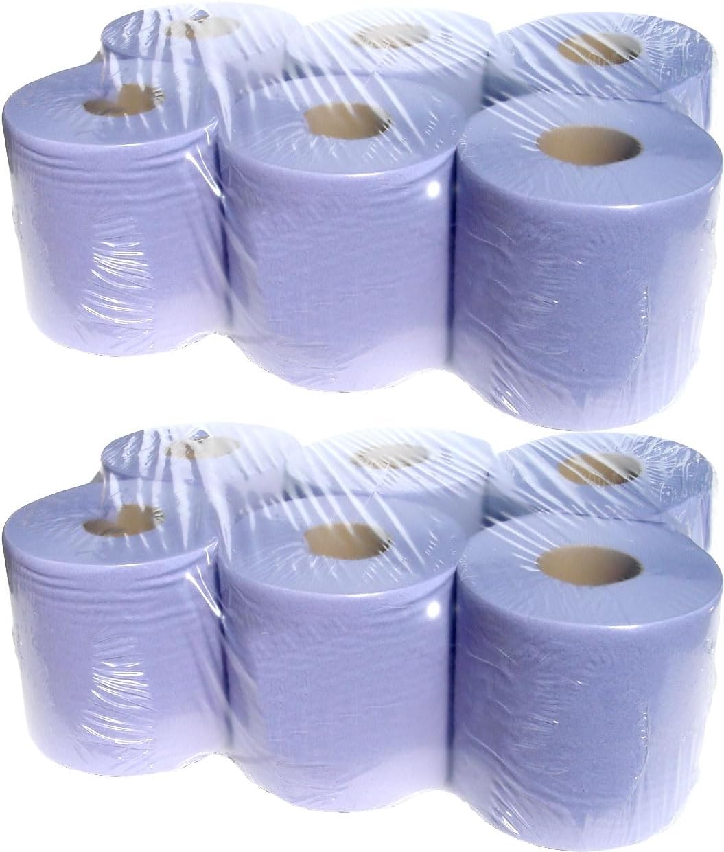 12x Blue Roll 2ply Embossed Centre Feed 44m Approx. Recycled and ...