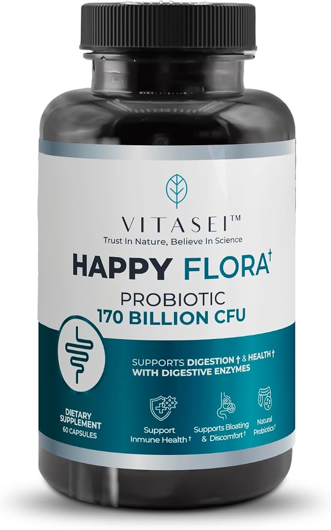 Amazon.com: VITASEI Happy Flora, Probiotic Supplement 170 Billion CFU ...