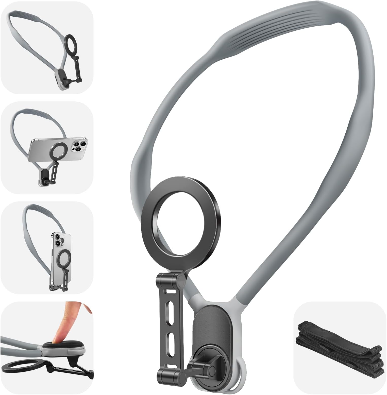Amazon.com: Magnetic Neck Phone Holder, 4 in 1 Neck Mount for Phones ...