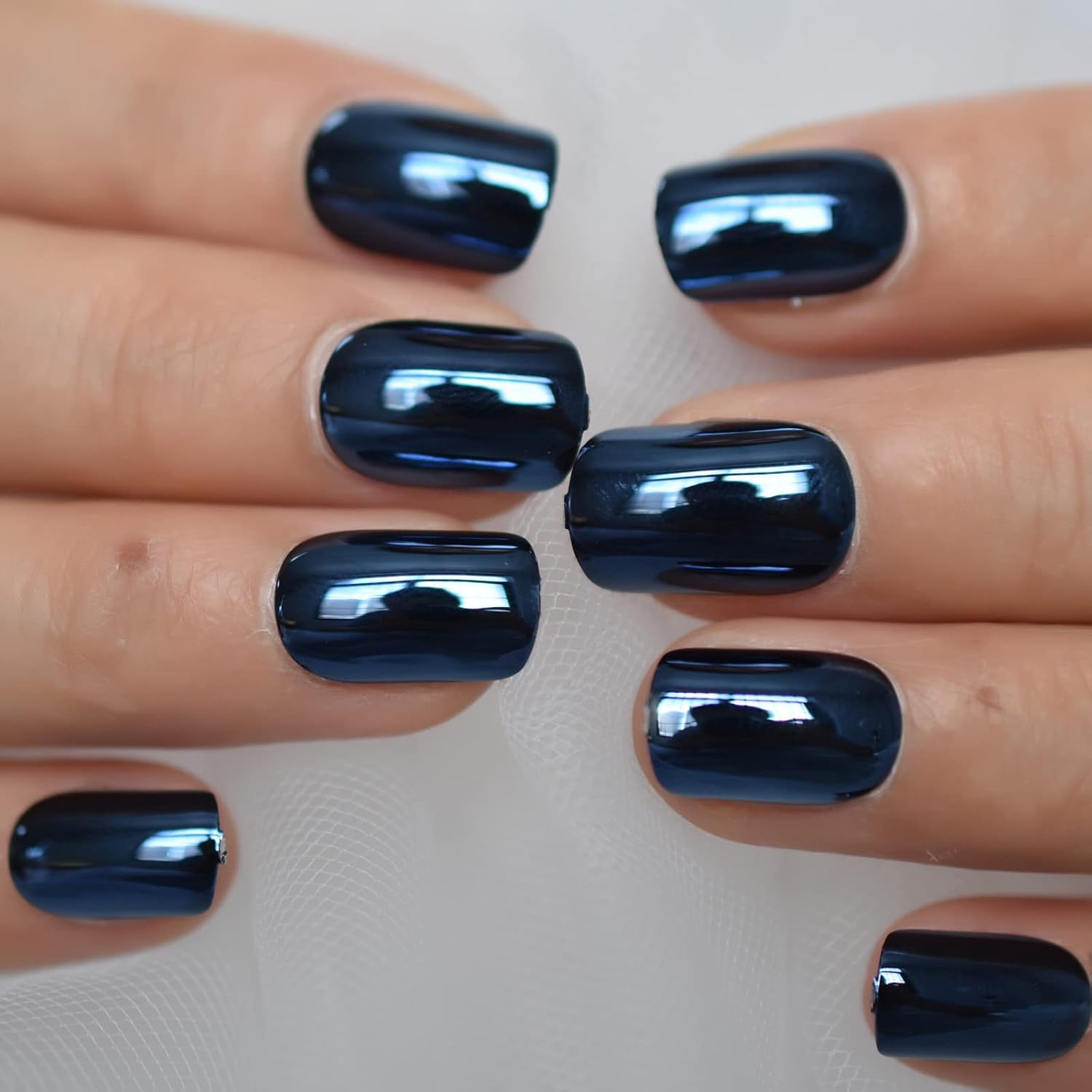 Amazon.com: Coolnail Reflective Mirror Blue Gray Metal Plating False ...