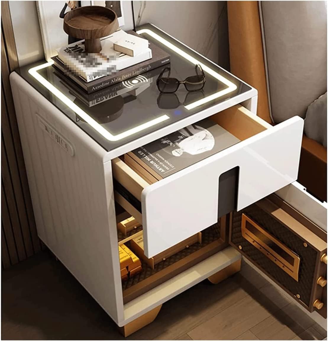 Amazon.com: LIOONS Smart Nightstand Combination Lock Bedside Table with ...