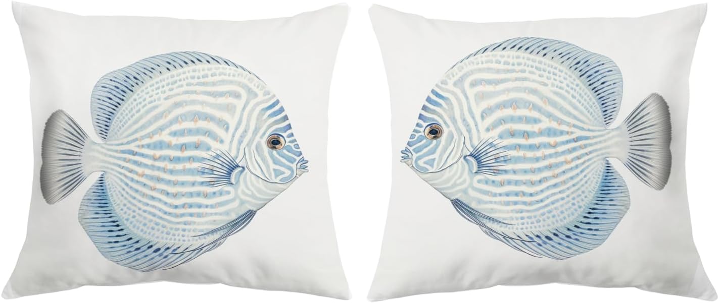 Amazon.com: Supwhd Fish Throw Pillow Covers, Beach Coastal Pillow ...