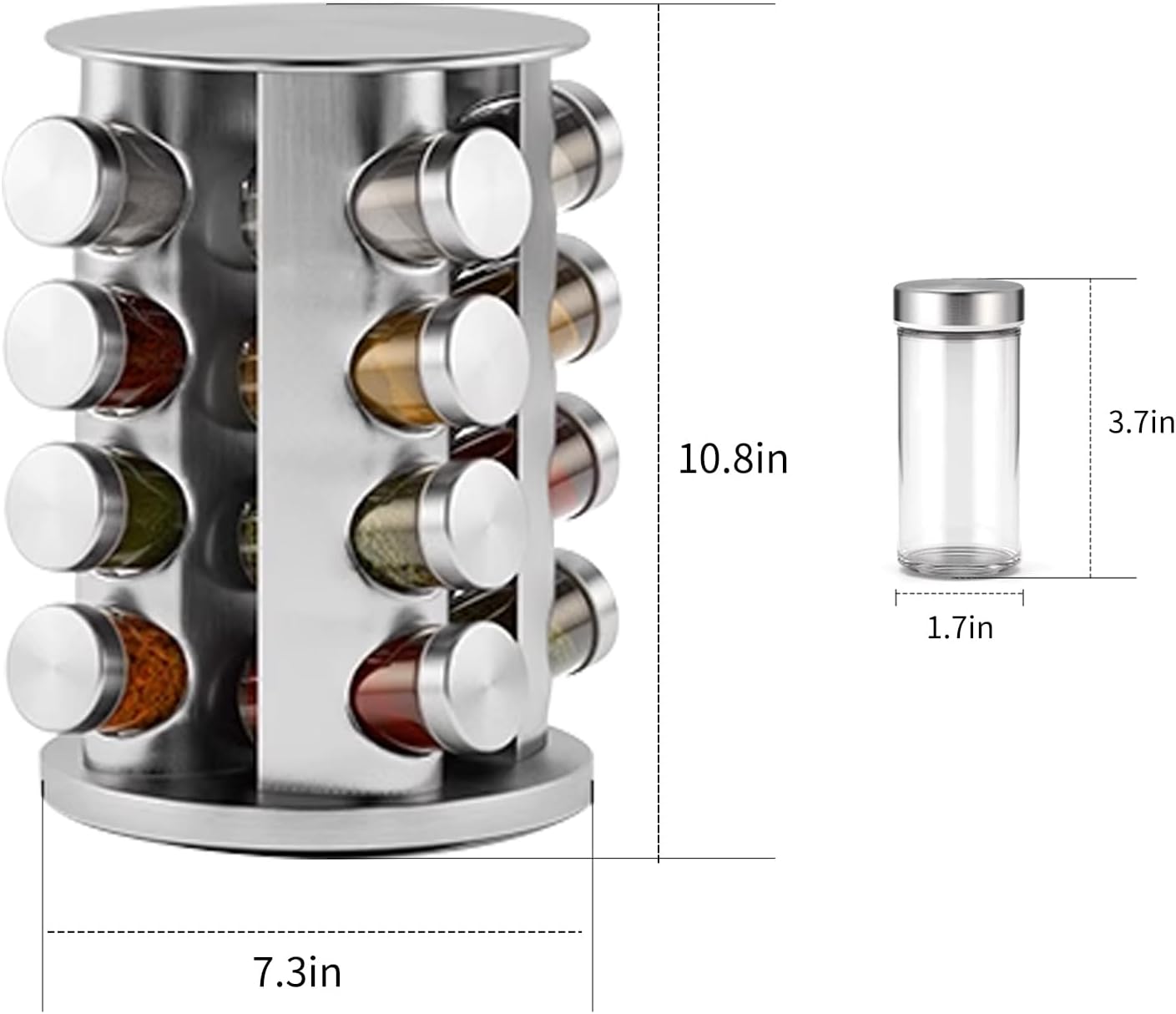 COCOMU 16-Jar Revolving Countertop Spice Rack,360Rotation Seasoning ...