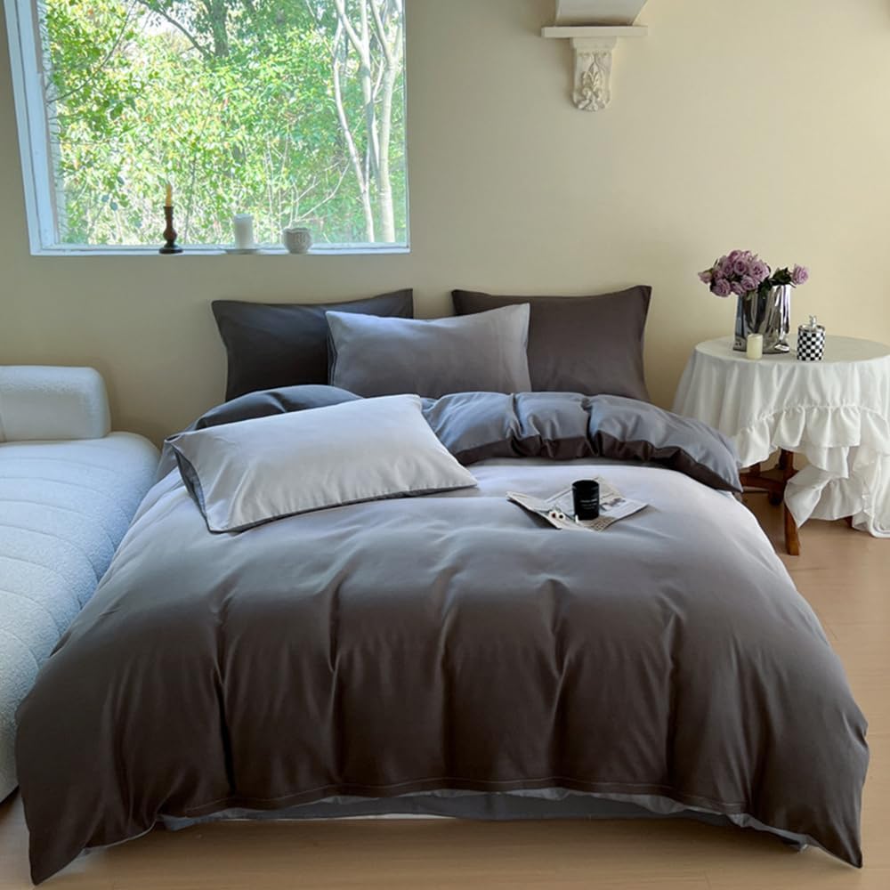 Amazon.com: CLOTHKNOW Grey Comforter Set California King Gradient Gray ...