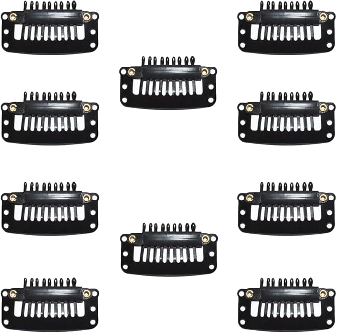 Wig Clips, 10Pcs Wig Clips Snap Clips, Black Hair Extension Clips, U ...