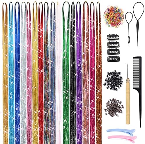 Amazon.com : AIFIHIYI Hair Tinsel Kit with Tools 48 Inch 1200 Strands ...