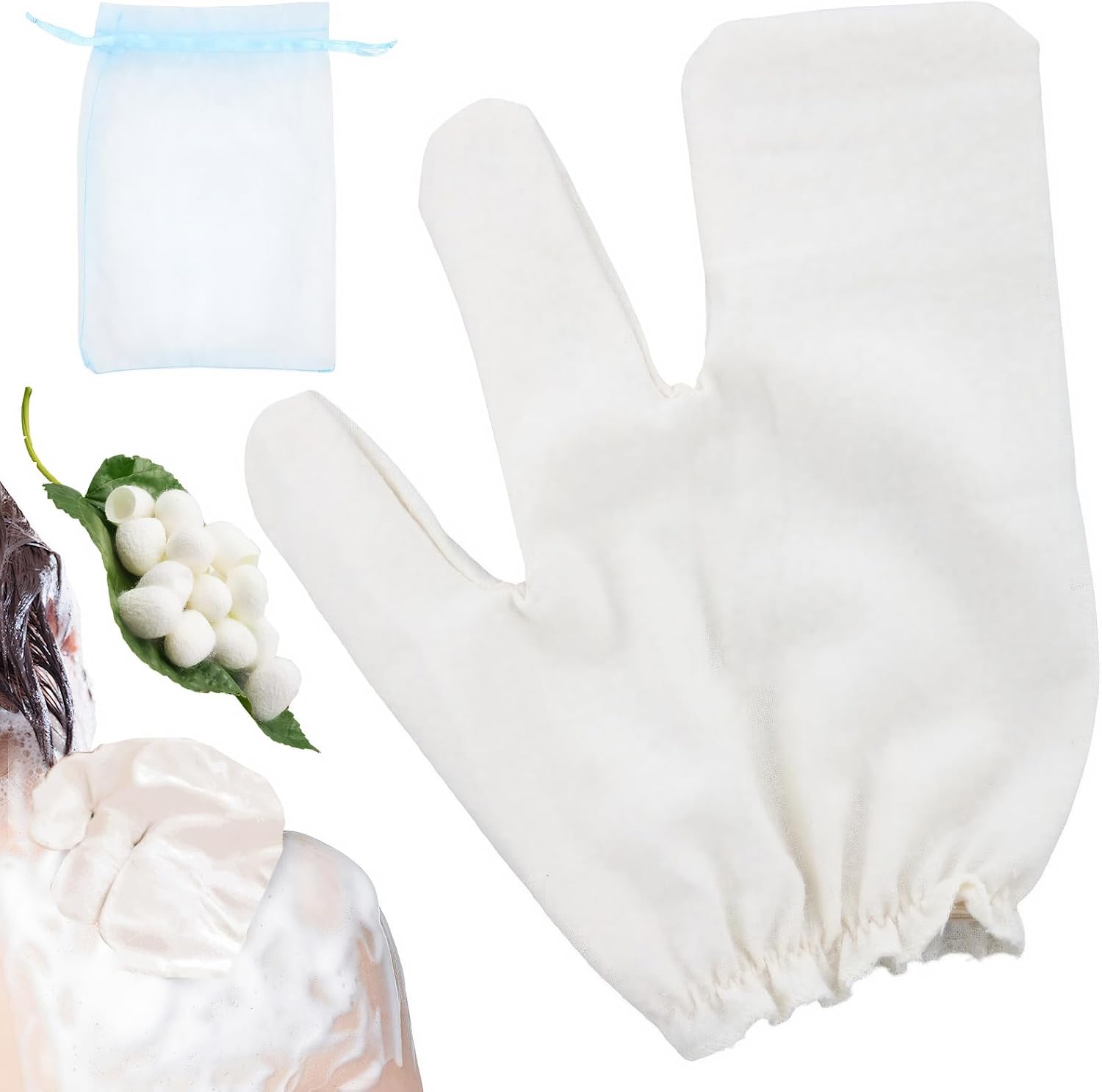 Amazon.com : Garshana Gloves Raw Silk Massage Gloves Ayurvedic Massage ...
