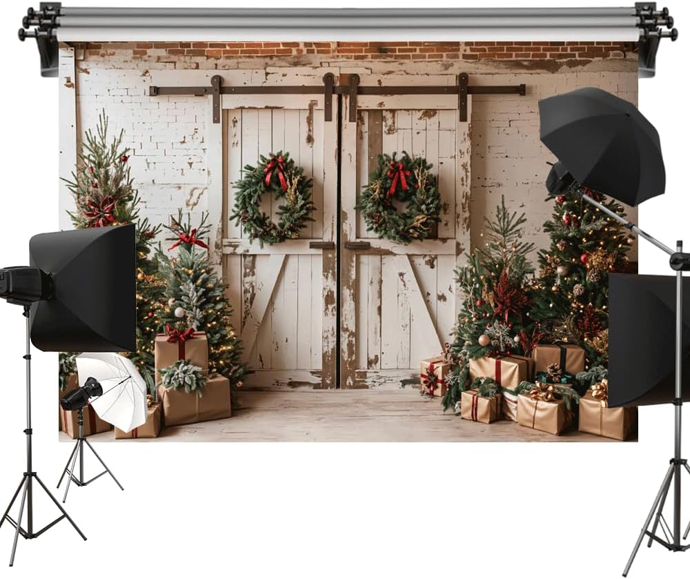 Amazon.com : Kate 10x8ft/3x2.5m Christmas Backdrop Brick Wall Wooden ...