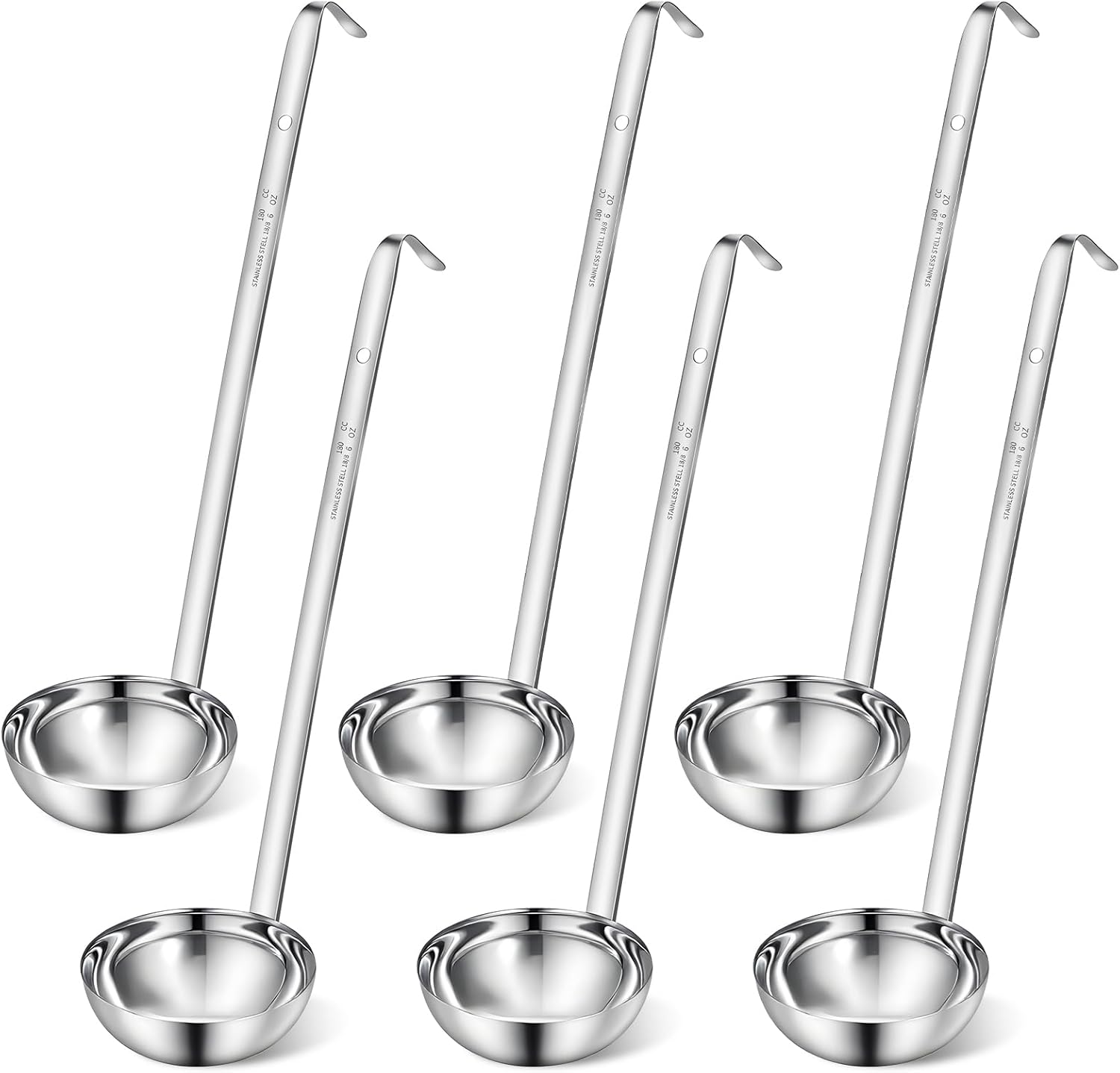 Amazon.com: 6 Pcs Stainless Steel Ladle Soup Handle Ladle with Long ...