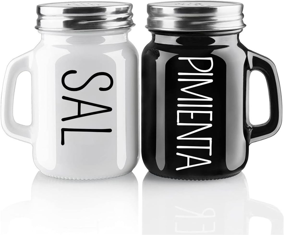 U Chef Juego de Saleros y Pimenteros de Vidrio con Agujeros Ajustables ...