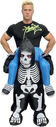 Amazon.com: Epipgale Inflatable Skeleton Costume, Scary Blow-Up ...