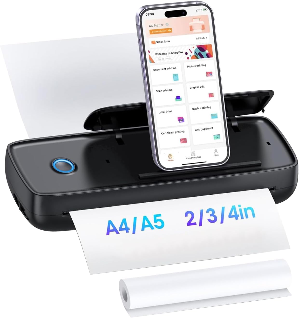 AILRINNI Portable Printer Wireless for Travel Bluetooth Thermal Printer ...