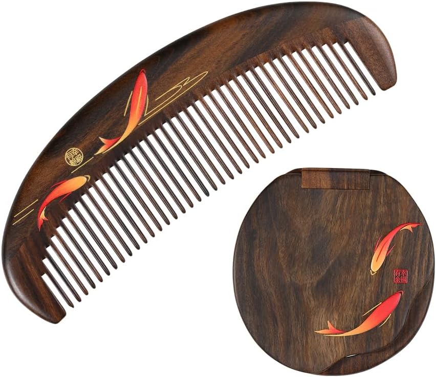 Amazon.com : Tan Mujiang Premium Wooden Comb, Anti-Static, Natural Wood ...