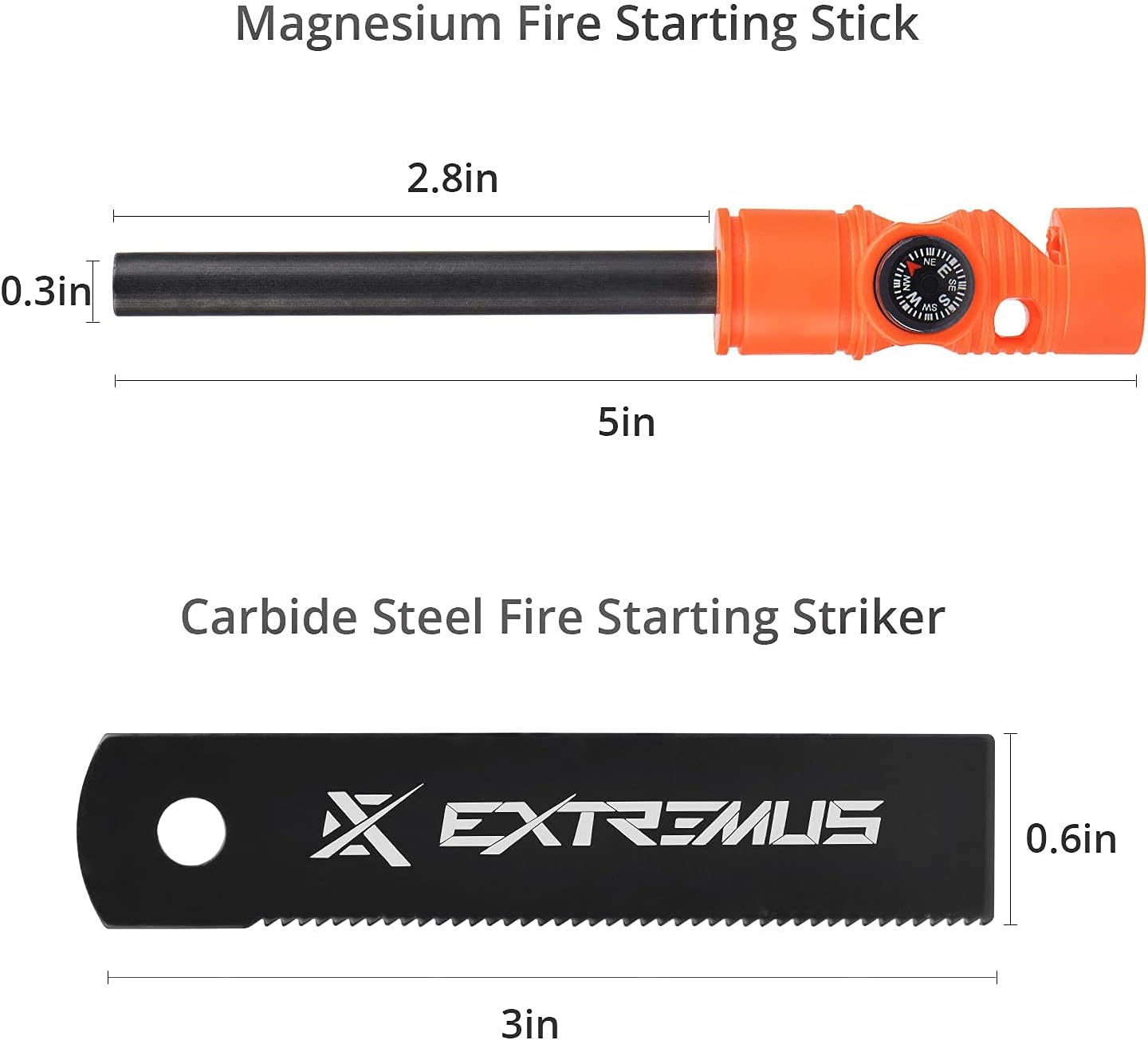 Allumeur Feu Extremus 6-in-1 Magnesium Fire Starter - Survival Tool ...