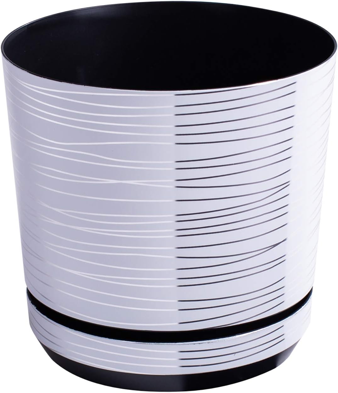 KORAD - Pot de fleurs avec soucoupe intégrée, décor 071, blanc avec fil ...