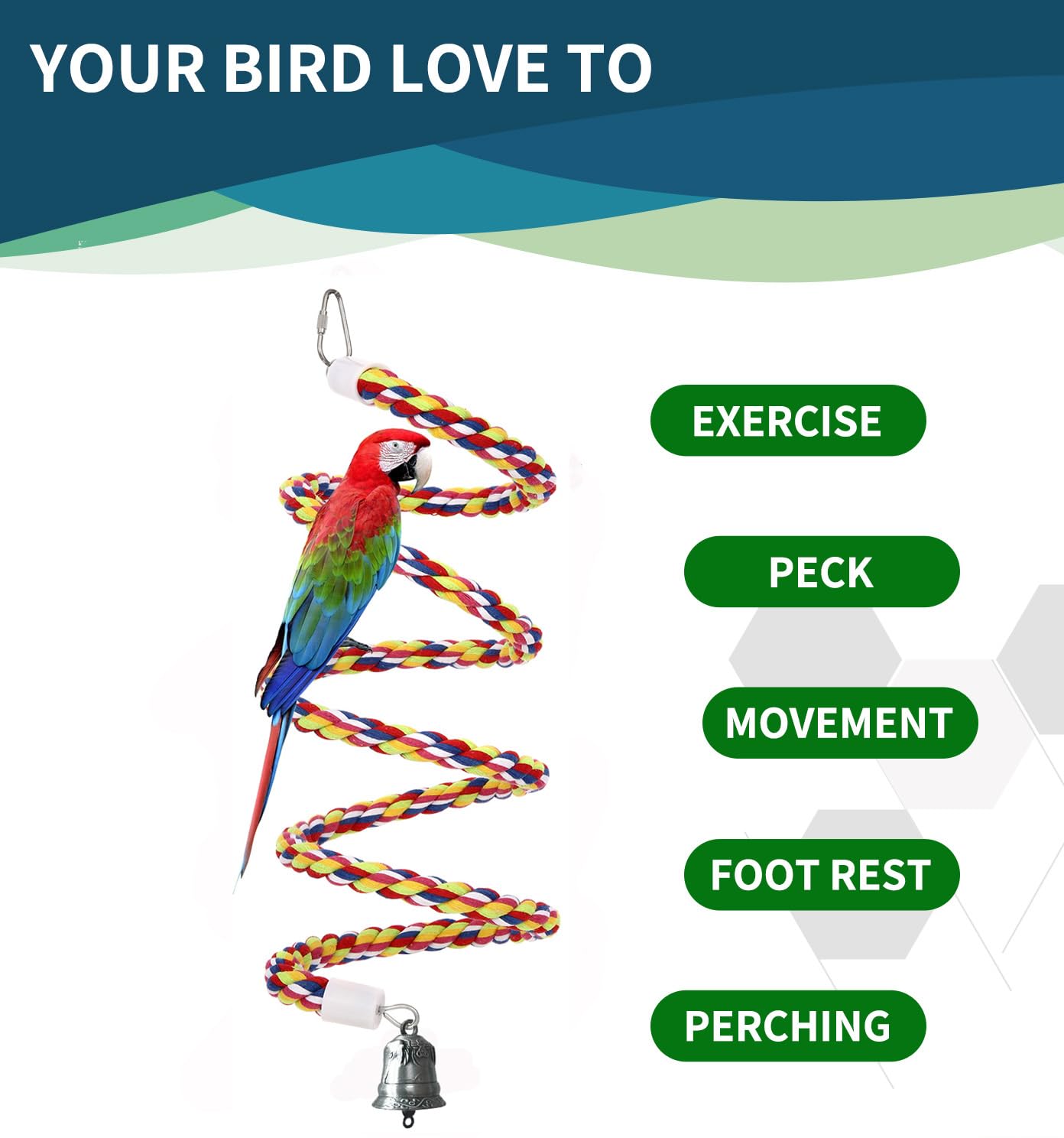 Snapklik.com : 63 Bird Rope Perches Birdcage Swing Toys 100% Cotton ...