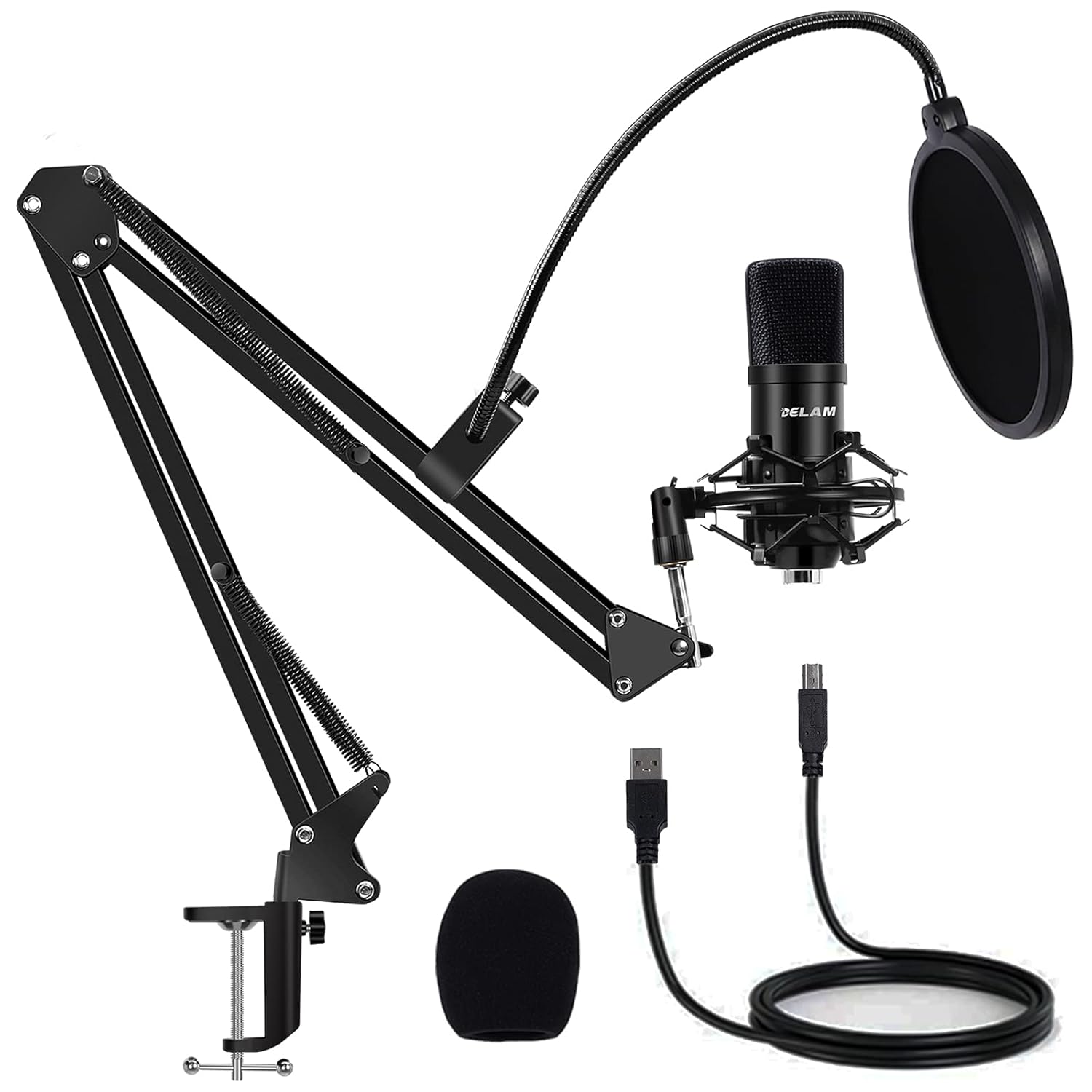Delam USB Studio Podcast Gaming Microphone Kit, 192KHz/24BIT Plug ...