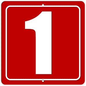Amazon.com: Numbered Signs 12 x 12 Inch Aluminum Signs (1, Red ...