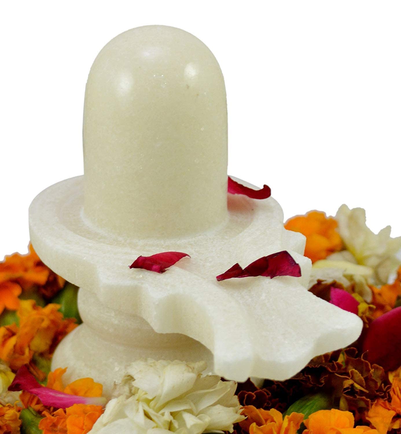 Mahoksha Handcrafted White Marble Lord Shiva Lingam Puja Idol Symbol ...