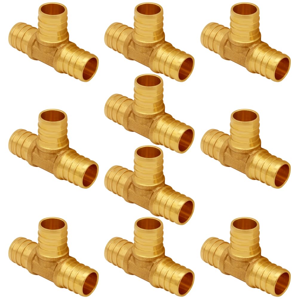Amazon.com: Uenede 10PCS LF Brass 3/4 Inch PEX Tee 3 Way Coupling Barb ...