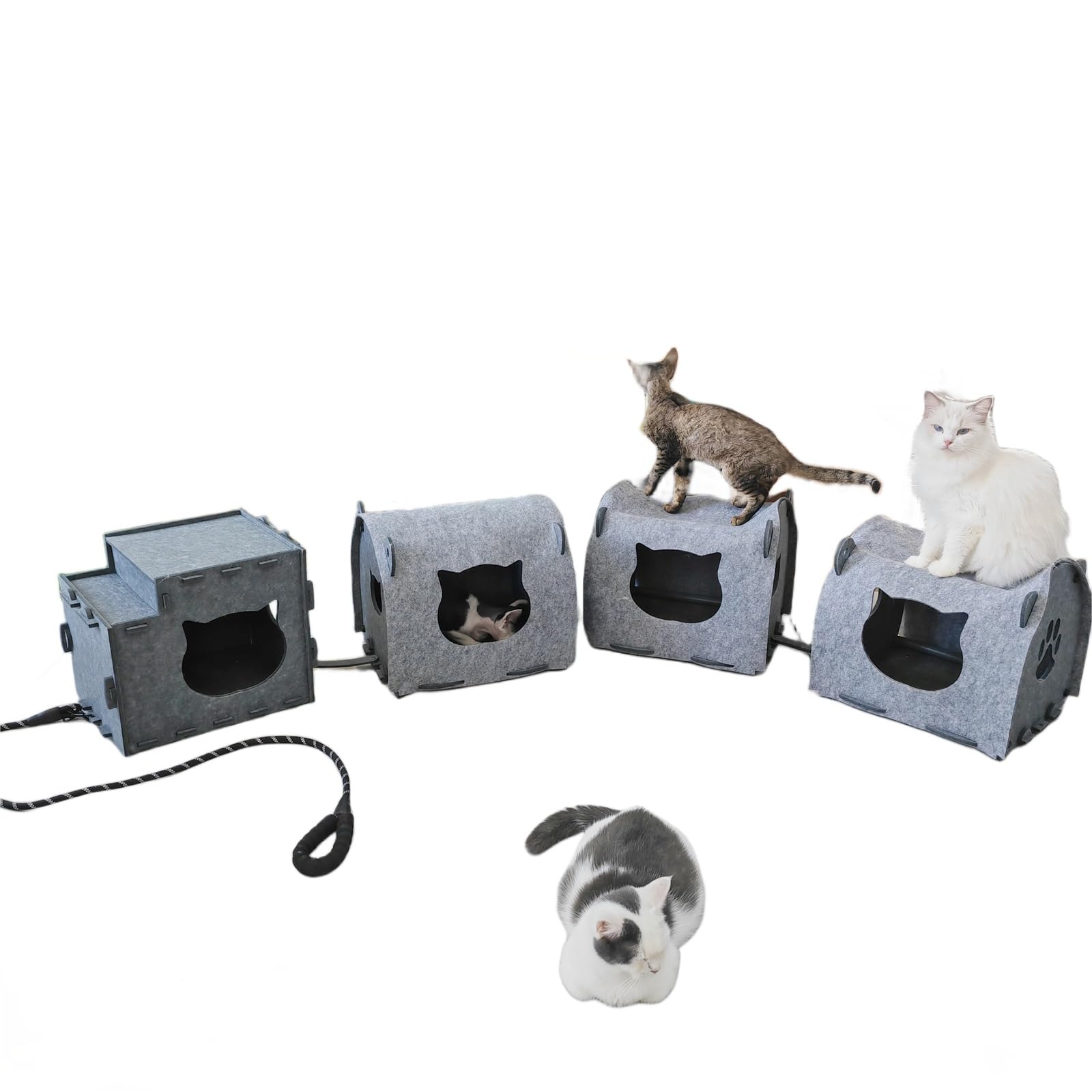 Miscati Indoor Cats Cube House, Cat Cave Beds with Wheels, Moveable ...