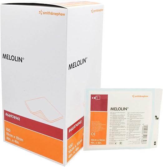 Melolin Low Adherent Absorbent Cushioned Dressing 10 cm x 10 cm - (Box ...