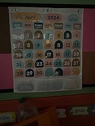 Amazon.com: POSLIUE Boho Calendar Pocket Chart with 90 Cards, Pocket ...