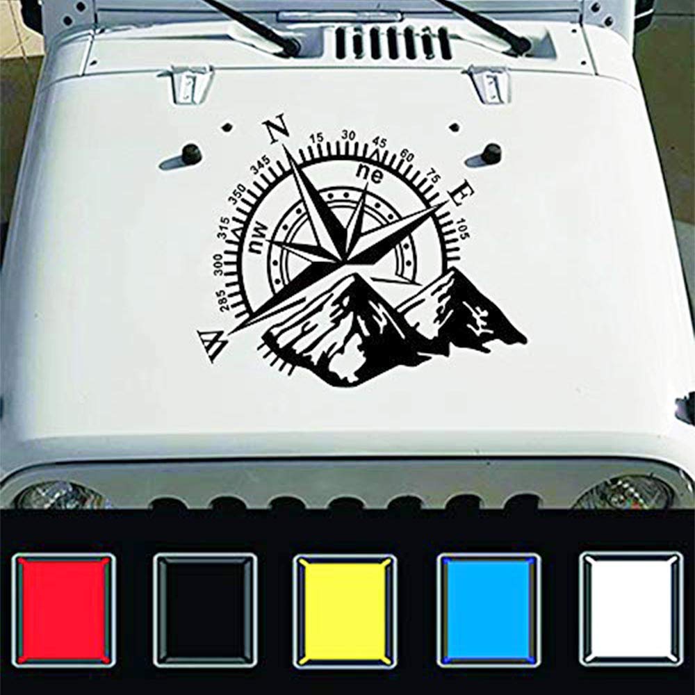 Fochutech Car Decals, Compass with Mountains Hood Decal / Car Window ...