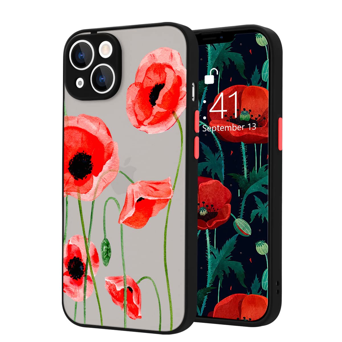 Amazon.com: Idocolors Poppy Flower Matte Phone Case for iPhone 13 Pro ...