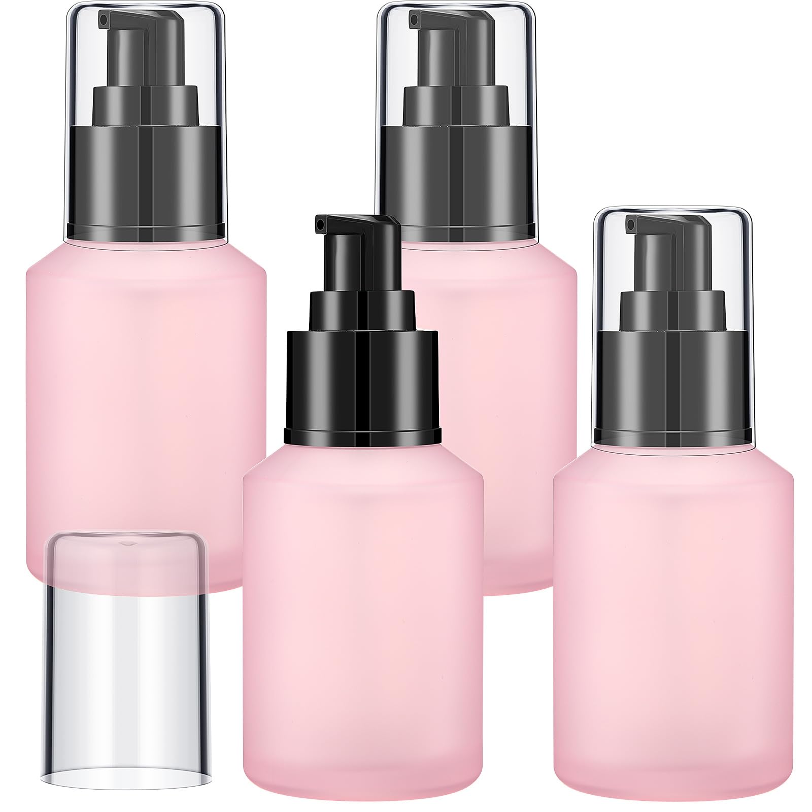 Amazon.com: 4 Pcs 60ml/2oz Empty Refillable Pink Frosted Glass Creams ...
