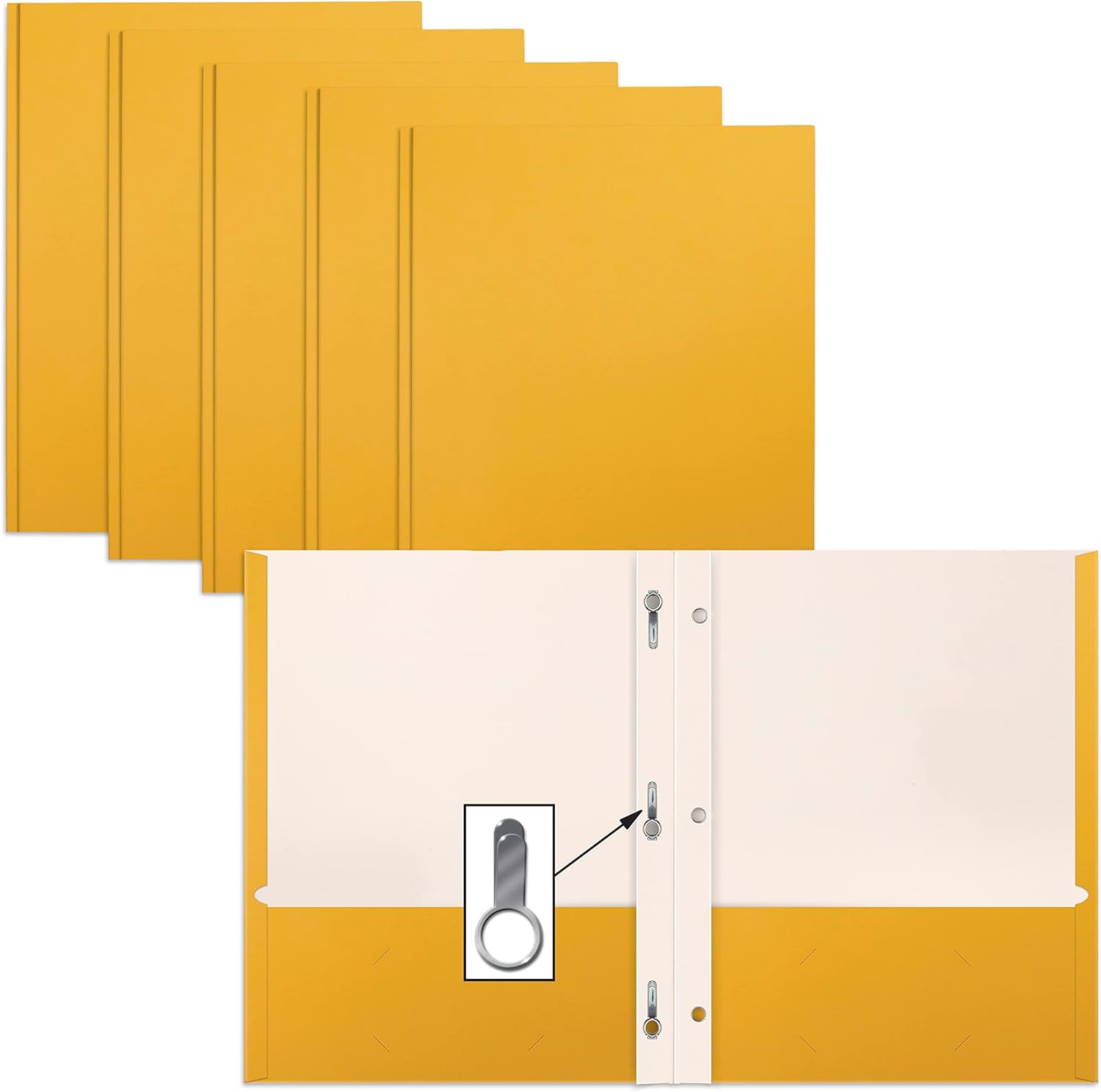 Better Office Products Dark Yellow 2 Pocket Folders with Prongs, 50 ...