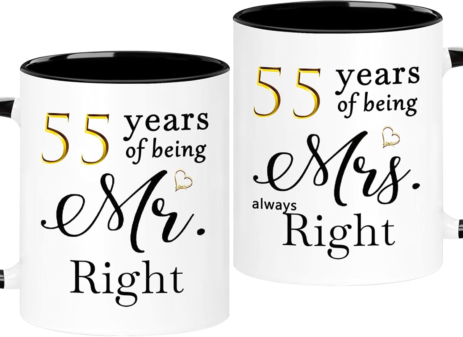 Amazon.com: WOSIWULA 55 Year Anniversary Birthday Coffee Mugs Set of 2 ...