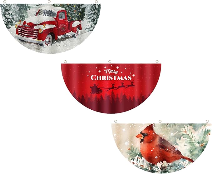 Amazon.com : KWQBHW 3 Pcs Christmas Bunting Flags, 1.5x3Ft Outdoor Fan ...