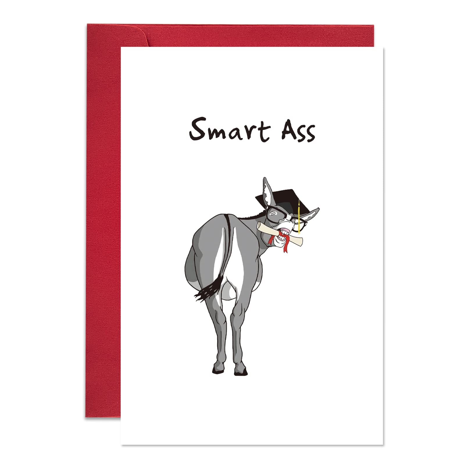 Amazon.com : Ogeby Funny Smart Ass Graduation Card, Humor Donkey ...
