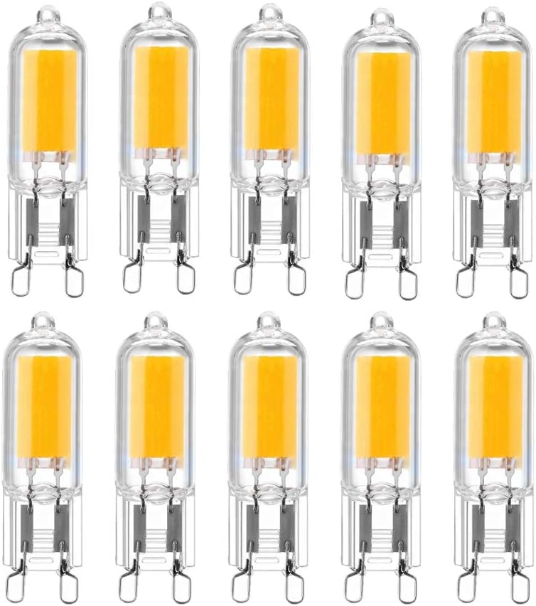 10-Pack G9 2W LED Bulbs,25W Halogen G9 Light Bulbs Replacement,G9 2W ...