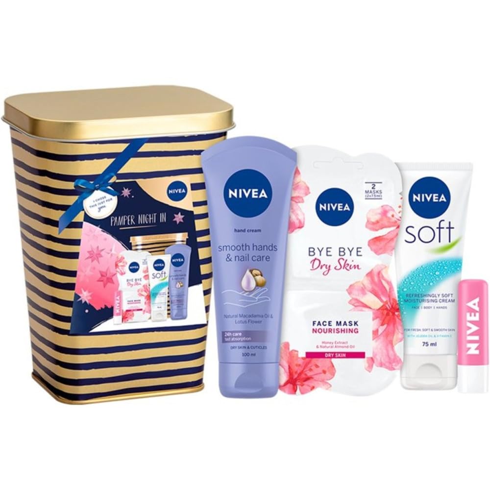 NIVEA PAMPER NIGHT IN SET 4PC (FACE MASK, 75ML SOFT CREAM, 100ML HAND ...
