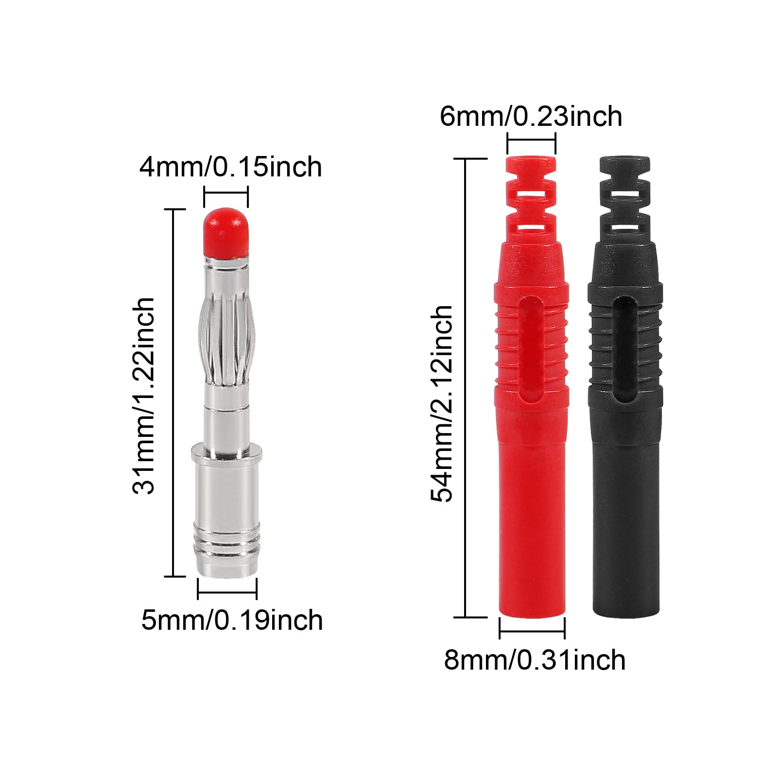 Snapklik.com : 20pcs Black And Red 4mm Banana Insulated Safety Straight ...