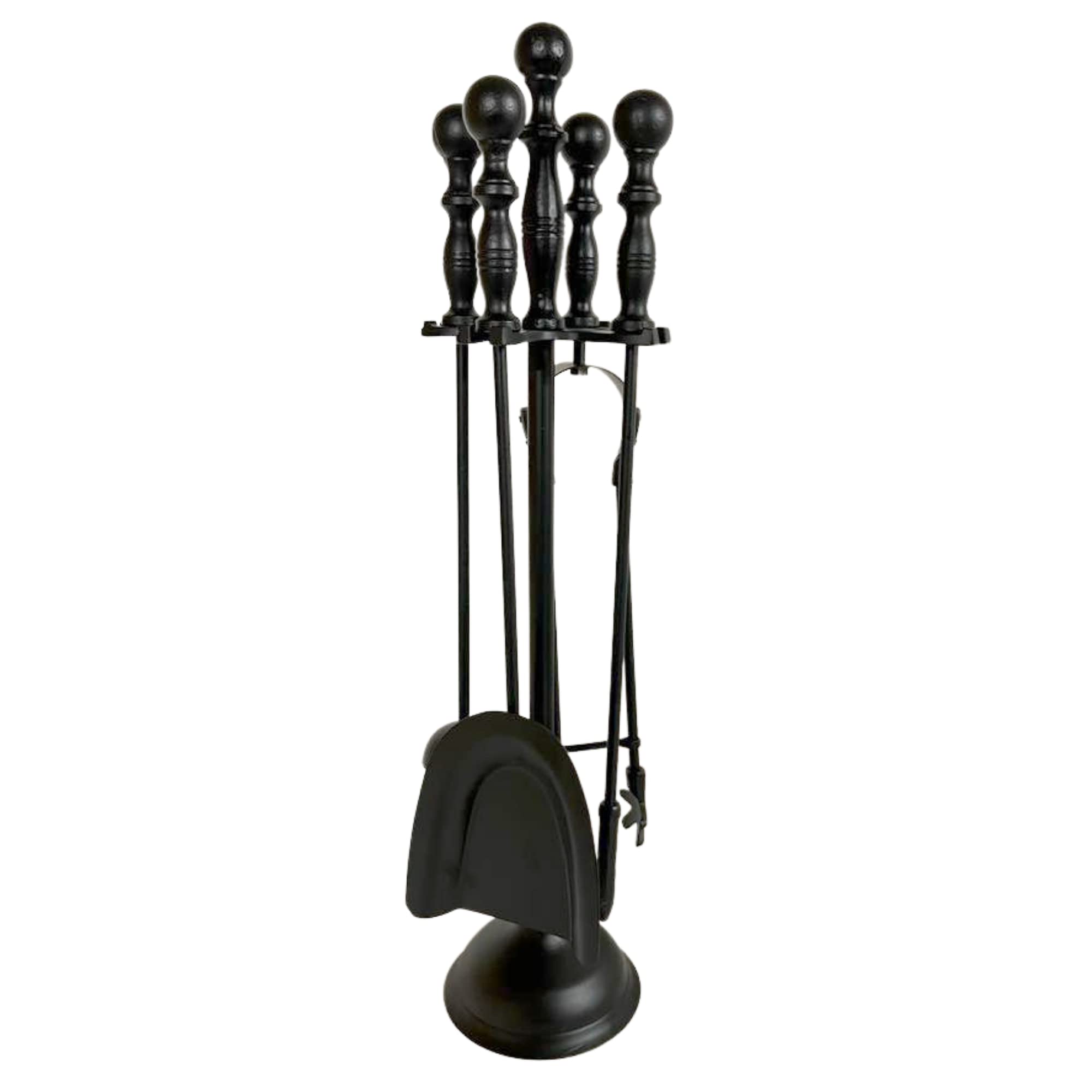 Large Metal Black Turn Handled 5-Piece Fireside Companion Set | Fire ...