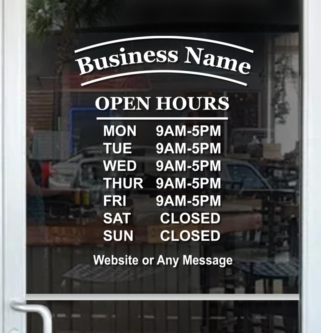 Amazon.com : Business Hours Sign for Window - ARC - Free Squeegee ...