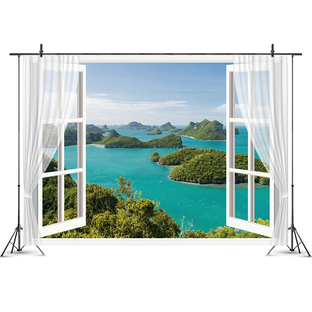 Amazon.com : 5x3ft Window Landscape Backdrop Ocean Natural Scenery ...
