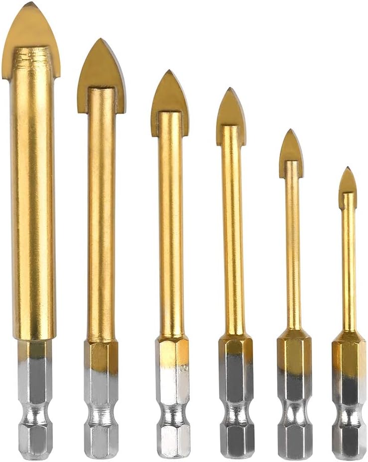 TIMESETL 6 Stück Glasbohrer Sechsecke Fliesenbohrer mit Titan ...