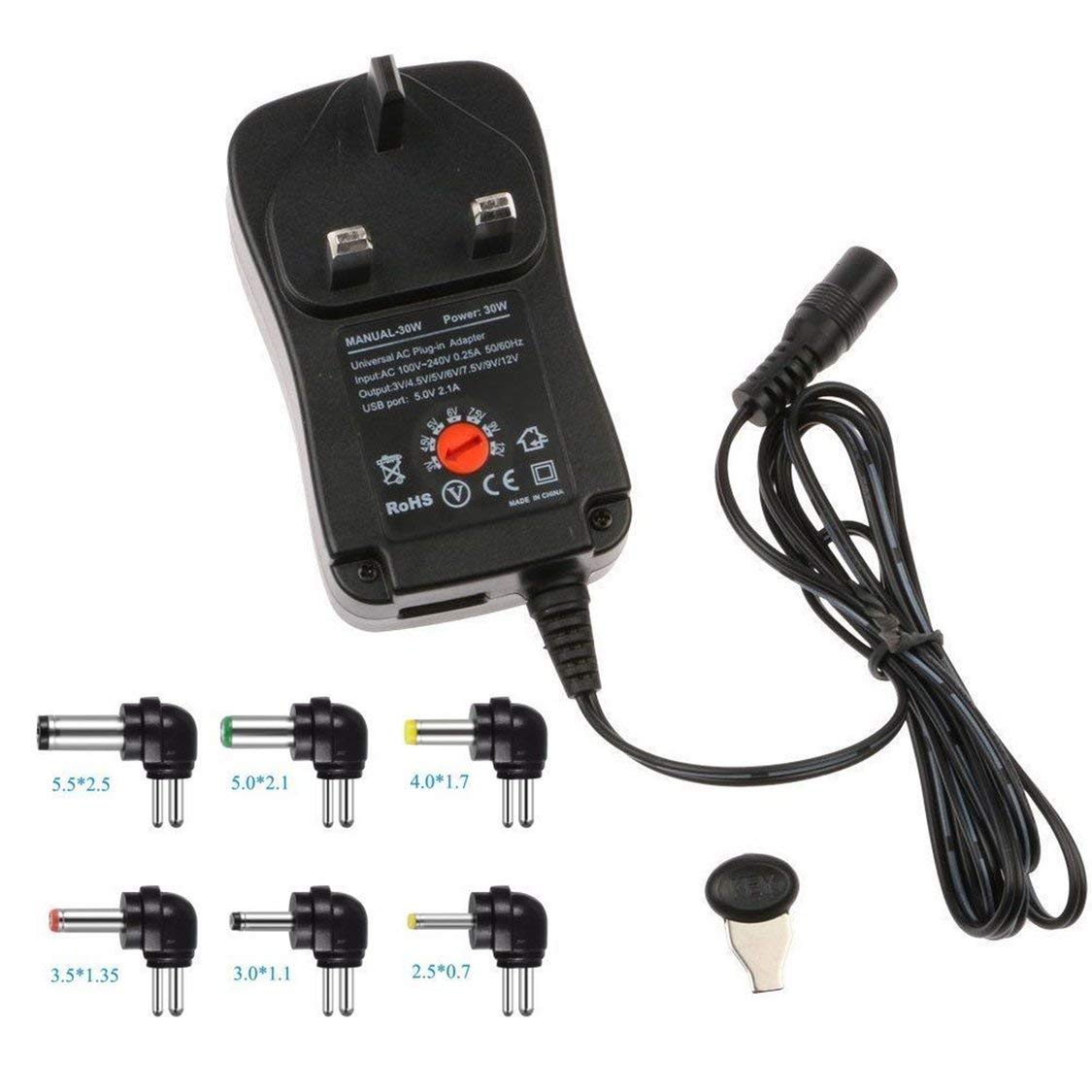 Buy 3-12V 30W 2.1A AC/DC Power Supply Adaptor Universal Charger Adaptor ...