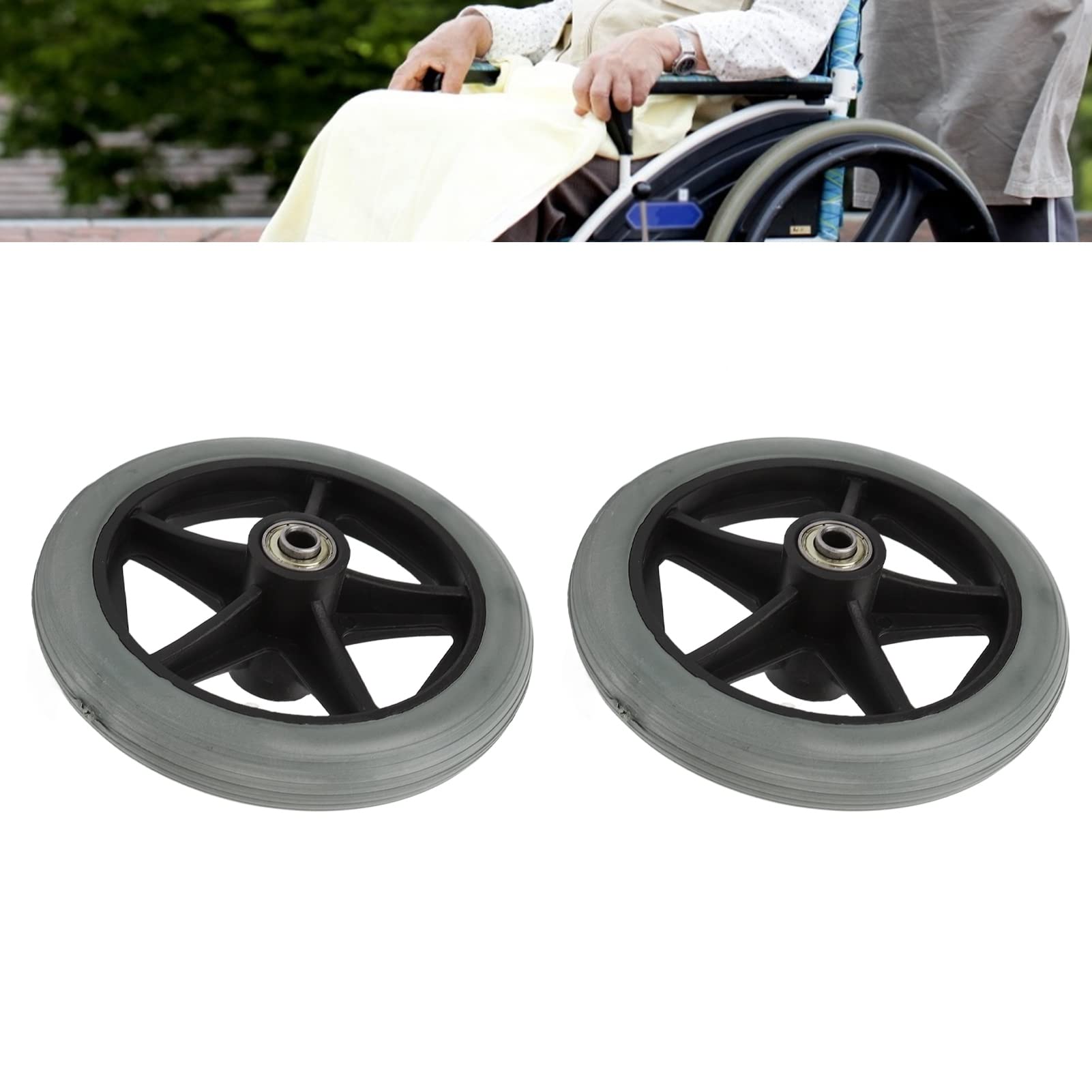 6 Inch Rubber Wheel Replacement Wheelchair Front Wheels Rollator Walker ...