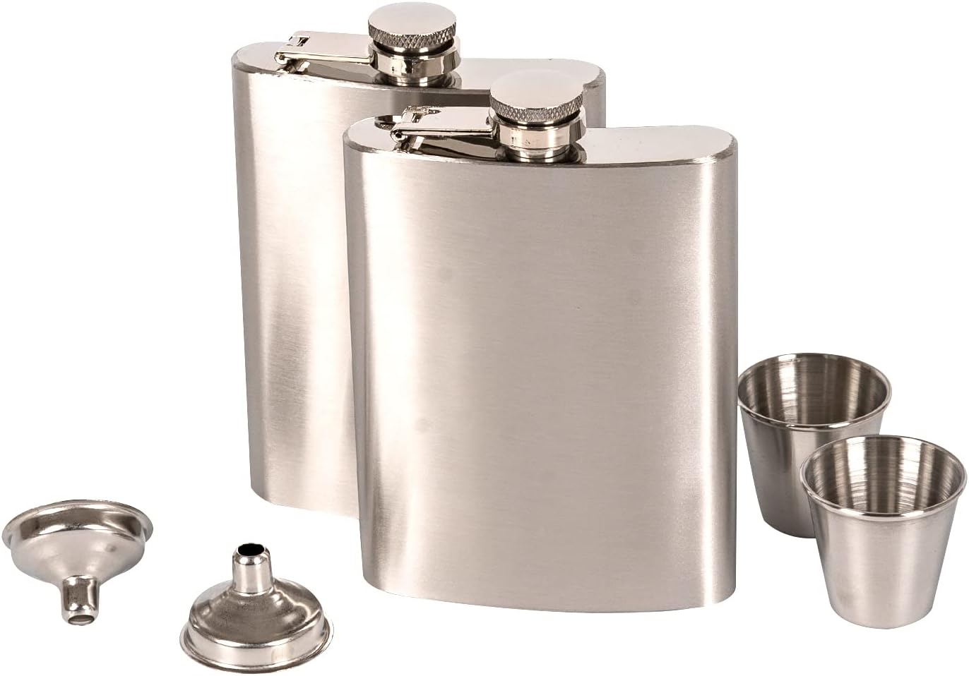 2pcs Stainless Steel Hip Flask Set: 8oz Flask + Funnel + 2 Stainless ...