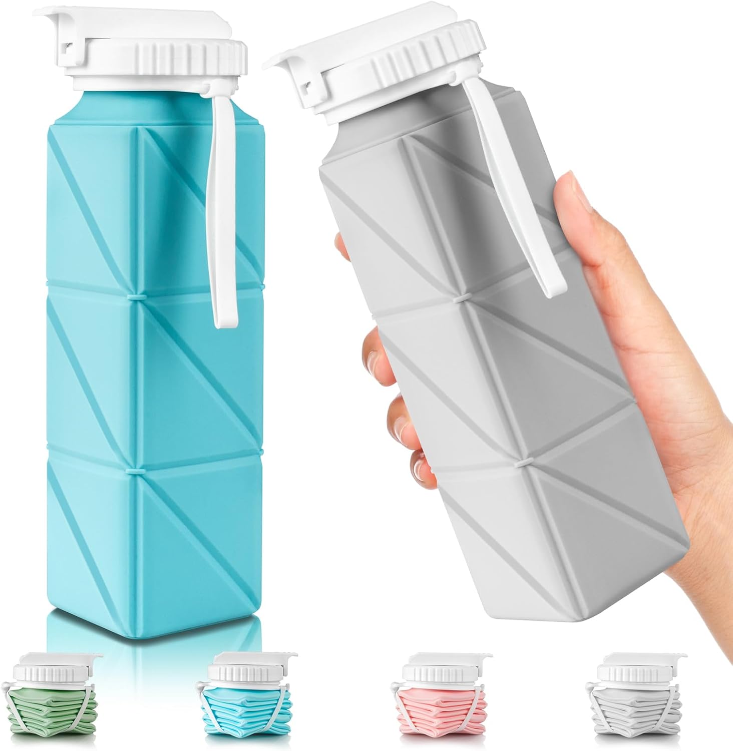 Amazon.com: Collapsible Travel Water Bottles, Food Grade BPA Free ...