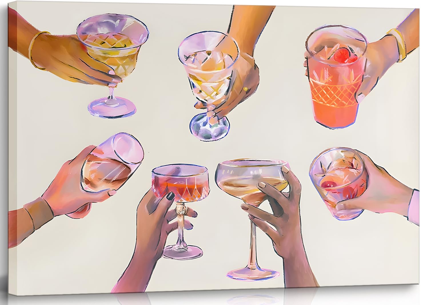 Amazon.com: Framed Bar Cart Wall Art Cheers Cocktail Canvas Wall Decor ...