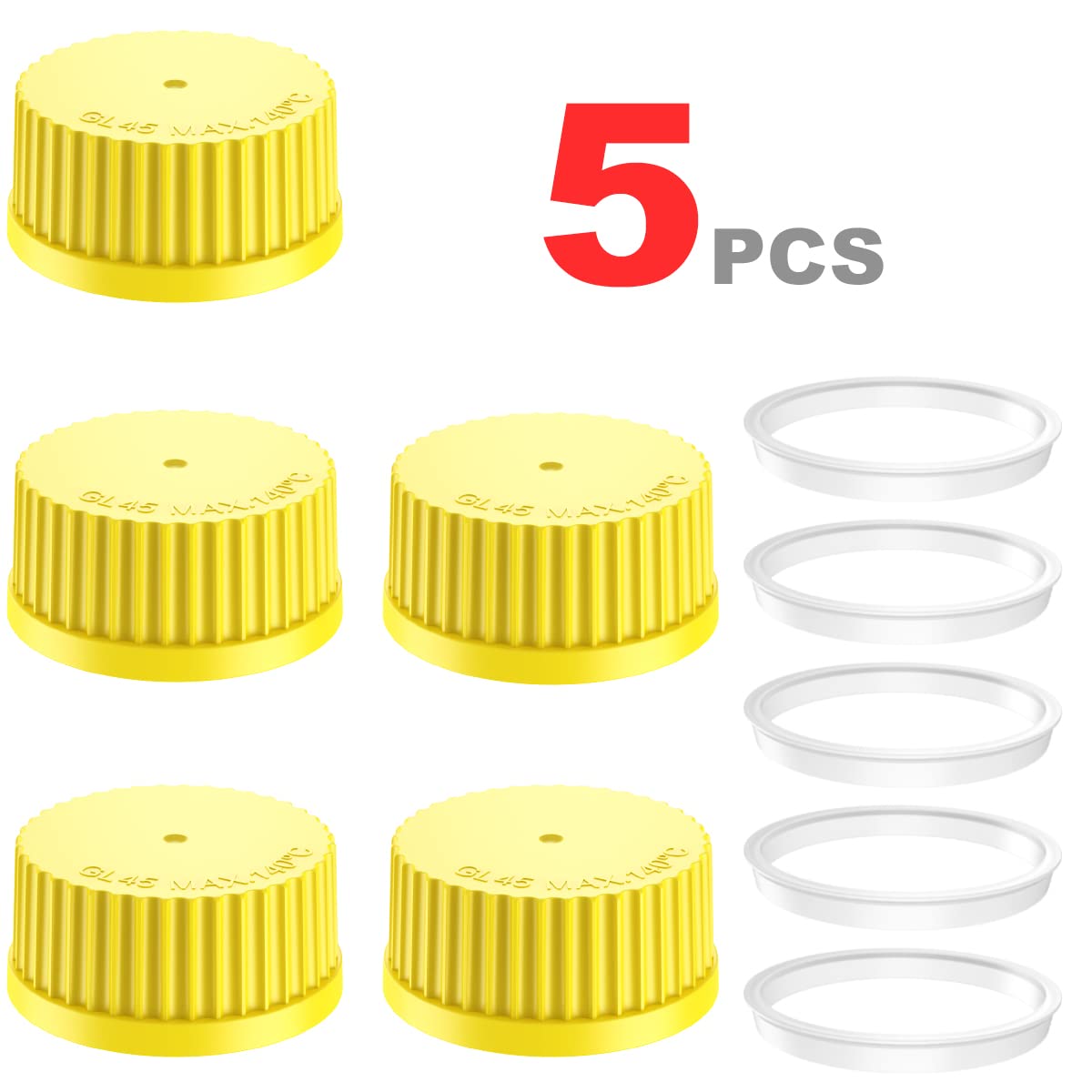 INTLLAB 4pcs/Pack GL45 Screw Caps For Laboratory Glass Bottles