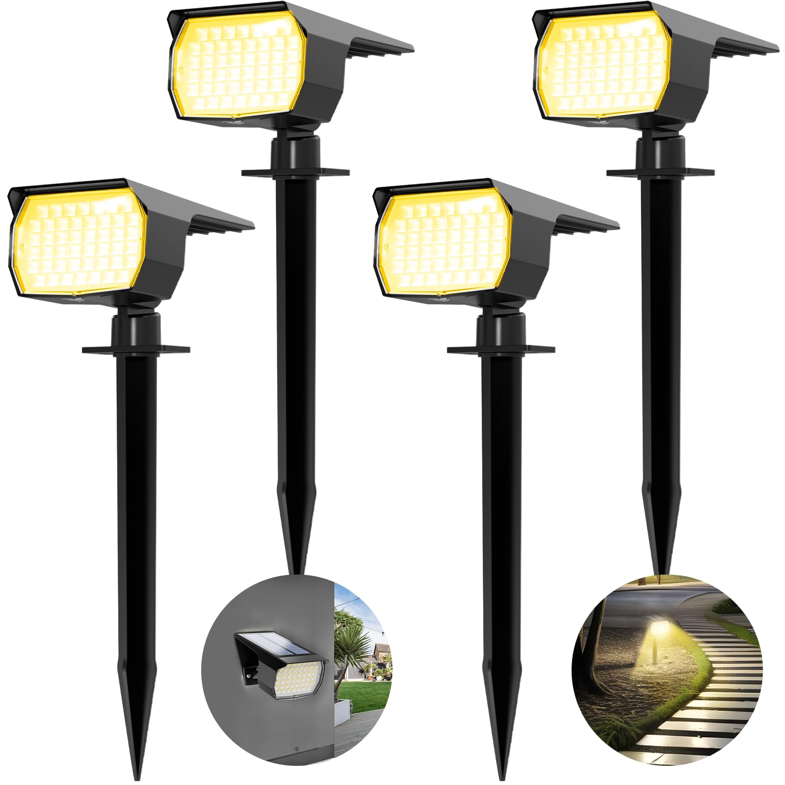 WENATY Solar Garden Lights, 46 LED Solar Spot Lights Outdoor, IP65 ...