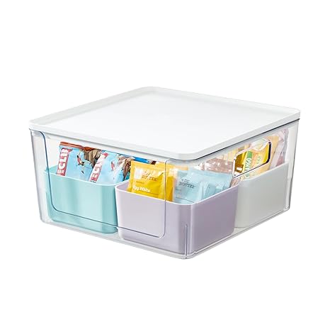 iDesign Storage Box with 4 Dividers, Storage Box with Lid, Versatile as ...